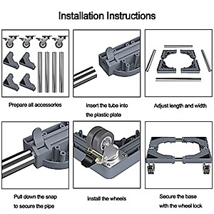 Lufia Furniture Dolly, Indoor Plant Stand, Mini Fridge Stand with 4 Locking Wheels, Adjustable Appliance Dolly Cart for Mini Fridge, Washing Machine, Refrigerator, Moving Cart, Roller Laundry Pedestal