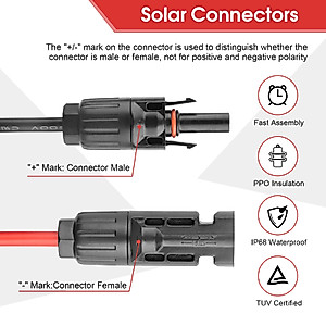 PAEKQ Solar Panel to 5.5x2.1mm Adapter Cable, DC 5.5x2.1mm Connector with DC 8mm, DC 5.5x2.5mm and DC 3.5x1.35mm Converter for Portable Power Station GZ Yeti Jackery Solar Generator- 14AWG 6Ft