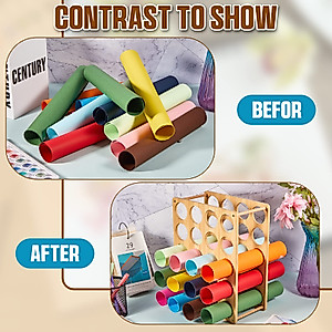 Sintuff 4 Pack Vinyl Roll Holder 80 Holes Bamboo Vinyl Storage Rack Easy to Assemble Vinyl Roll Storage Organizer for Craft Paper Roll Holder Craft Room