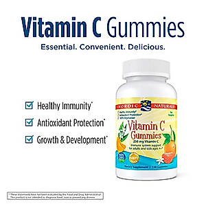 Nordic Naturals Vitamin C Gummies, Tart Tangerine - 120 Gummies - 250 mg Vitamin C - Immune Support, Antioxidant Protection, Child Growth & Development - Non-GMO, Vegan - 60 Servings