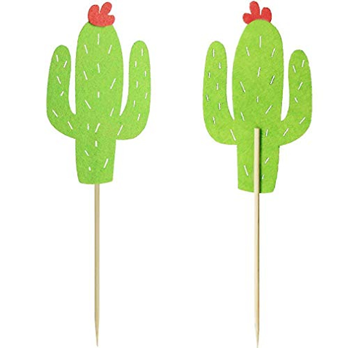 TianJi 24 Cactus Cupcake Toppers Picks Sticks Happy Birthday Cake Decorations for Luau Hawaiian Summer Beach Party Supplies