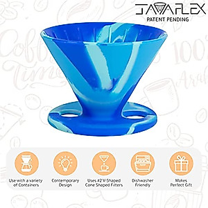Qullai The Original JavaFlex Premium Foldable Silicone Pour Over Coffee Maker and Storage Pouch. Uses #2 V60 Cone Coffee Filters