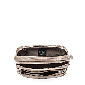 Kipling Women’s Abanu Crossbody Bag, Lightweight, Adjustable Nylon Waist Pack with Multi-Compartment Zip Pockets, Metallic Glow, One Size