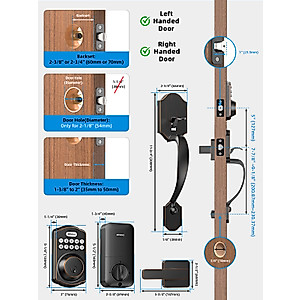 Revolo RE001 Electronic Keypad Deadbolt, Keyless Entry Door Lock, Keyed Entry, Auto Lock, Smart Lock with Handle, Front Door Handle Sets, Anti-Peeking Password, Oil-Rubbed Bronze