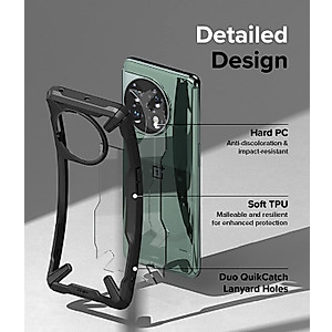 Ringke Fusion-X [Anti-Scratch Dual Coating] Compatible with OnePlus 11 5G Case, Augmented Bumper Clear Hard Back Shockproof Advanced Protective Cover Designed for OnePlus 11 Case - Black