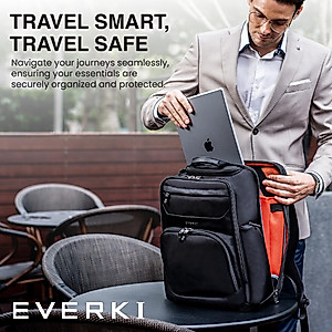 EVERKI Onyx Premium Business Executive 15.6-Inch Laptop Backpack, Ballistic Nylon and Leather, Travel Friendly (EKP132),Black