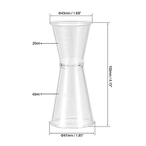 uxcell Measuring Cup 40ml/20ml PC Plastic Double Head Beaker Clear for Lab Kitchen Liquids 6Pcs