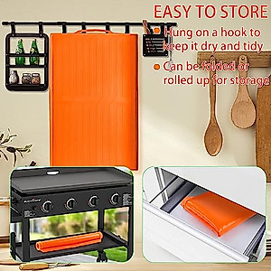 28" Silicone Griddle Mat with Handles for Blackstone, Polished Bottom Surface Grill Cover for Griddle Top, Heavy Duty Reusable Food Grade Silicone Grill Mat Protect Your Griddle from Dirt & Rust