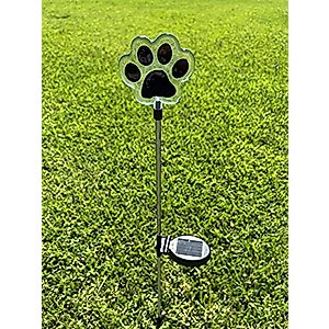Set of 2 Clear Acrylic Dog Paw Solar Power Outdoor Garden Yard Stick Color Change LED Lights