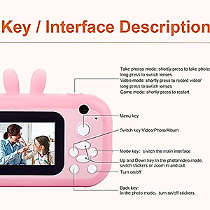 Zeerkeer Instant Print Camera for Kids 1080P HD Children Selfie Video Digital Camera with 2.4'' IPS Screen and 32GB TF Card for 3-12 Years Boys Girls Gift (Pink)