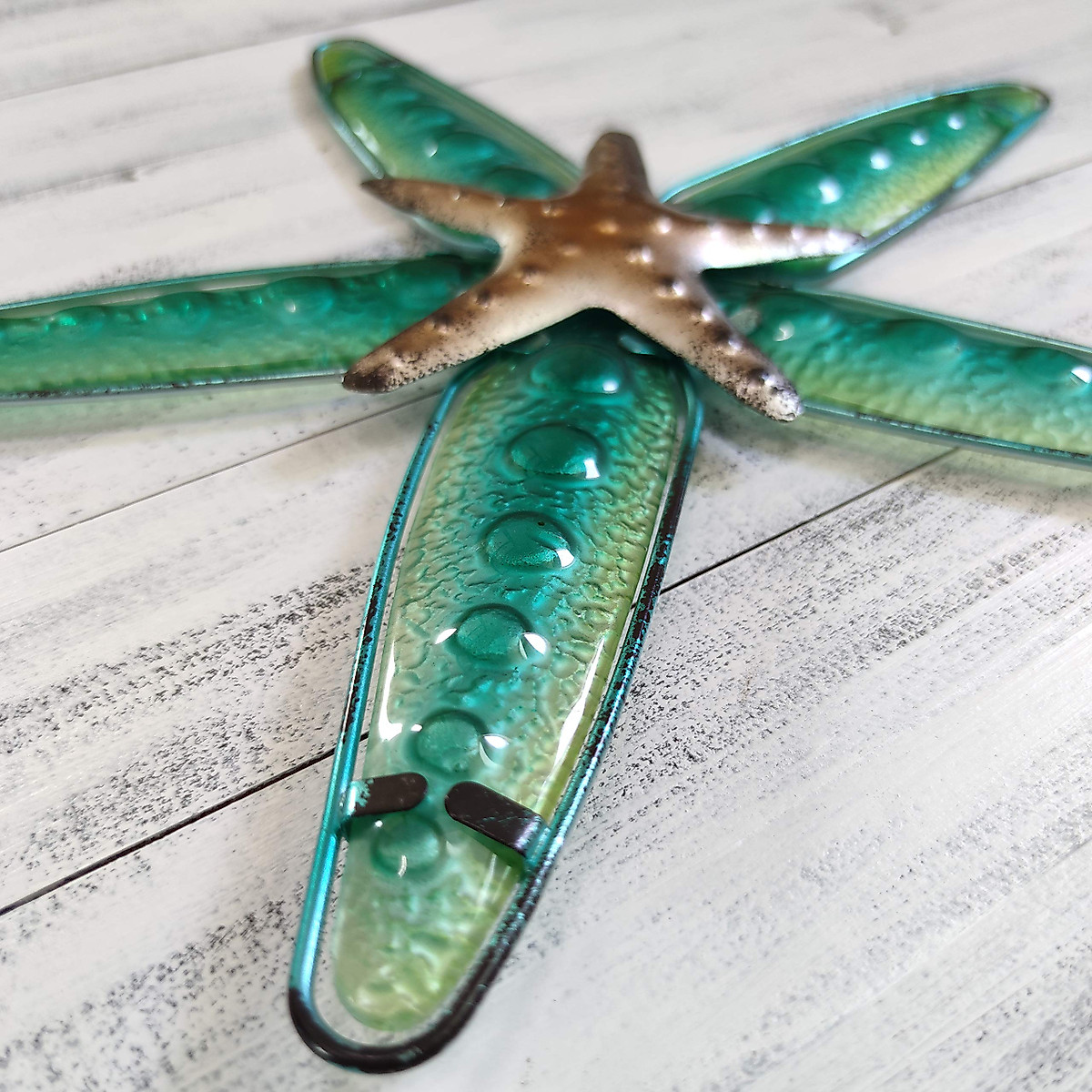 JOYBee Metal&Fused Glass Starfish Wall Art Decor,Sea Life Nautical Home Decor,Wall Art13.25inch*12.75inch, Decoration for Garden,Home,Patio,Kitchen,Bathroom, Coastal Decorations