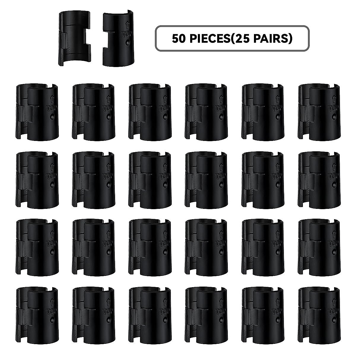 50 Pack Plastic Wire Shelving Shelf Lock Clips Black Post Shelving Split Sleeves for 1" Diameter Shelving Sleeves Replacements