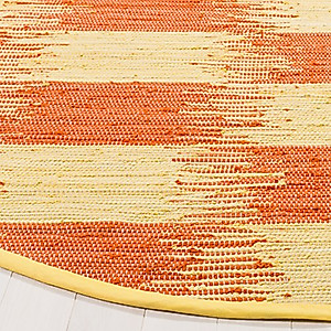 SAFAVIEH Montauk Collection 6' Round Yellow / Orange MTK721C Handmade Fringe Cotton Area Rug