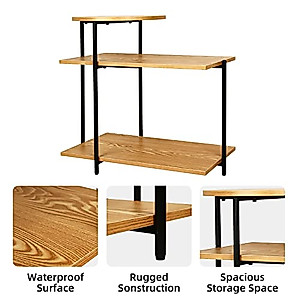 Babion Console Table with 1 Round table, Narrow Console Table Living Room, Entryway Table with 3-Tier Storage Shelves, Sofa Table/Living Room Tables for Couch, Hallway, Kitchen, Foyer