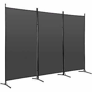 Room Divider 3 Panel Folding Privacy Screen 5.9FT Partition Room Separators with Metal Frame Portable Freestanding Room Dividers Indoor Wall Dividers for Studio Office, Dining Room, Grey