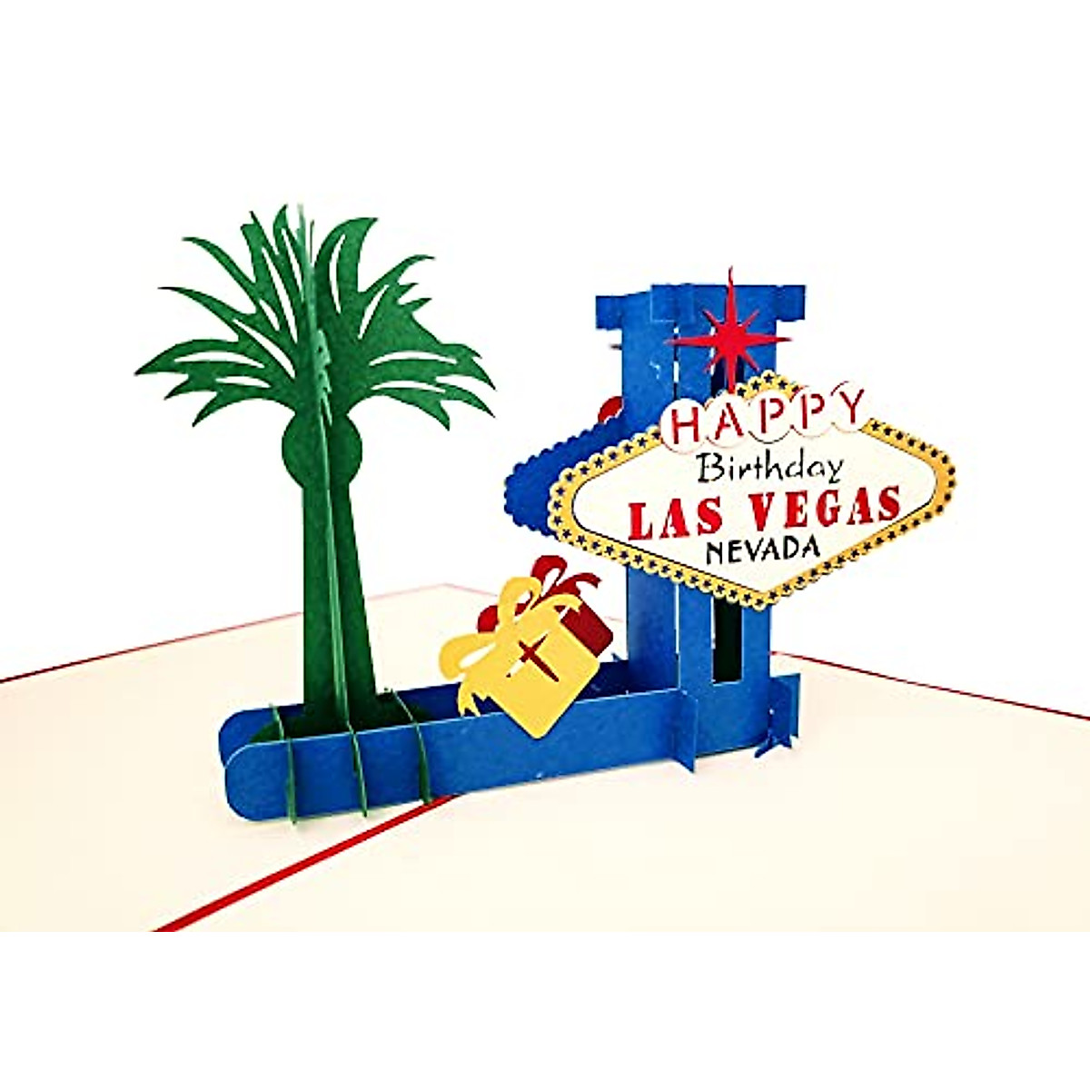 iGifts And Cards Unique Happy Birthday Red Cover Las Vegas 3D Pop Up Greeting Card - Fun, Congratulations, Celebration, Feliz Cumpleaños, Best Friend, Cute, Sin City, Famous, Unique