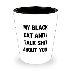 SpreadPassion My Black Cat and I Talk Shit About You. Black Cat Shot Glass, Funny Black Cat s, Ceramic Cup For Cat Lovers