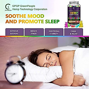 GPGP GreenPeople (3 Pack) Hemp Gummies 60,000mg Extra Strength, 100% Natural Hemp Oil Infused Bear Gummy, Promotes Focus Calm, Sleep and Calm Mood