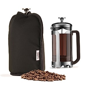 French Press Cozy Cover Insulated in Black - French Press Warmer Koozie Insulator Designed to Keep your Coffee Warmer for Longer - Cafetiere Cover Coffee Press Pot Cosy for Multiple Sizes