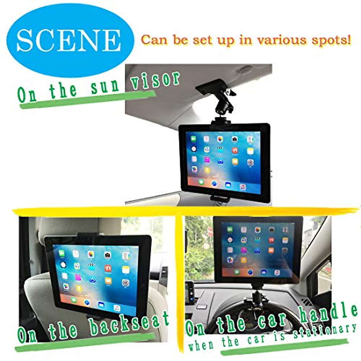 Nanmara Car Mount for iPad Tablet & Smartphone Clip Holder for Sun Visor