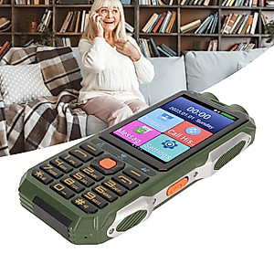 GOWENIC Rugged Senior Cellphone, 4G 4in Touch Screen, Large Button, 18000mAh Battery, LED Flashlight, Loud Sound, Quick Dial Phone,7.0, Extended Standby Time (Green)