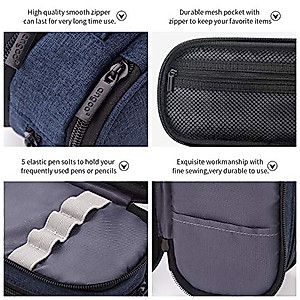 CICIMELON Pencil Case Big Capacity Handheld 3 Compartments Pencil Pouch Portable Large Storage Canvas Pen Bag for Boys Girls Adults Students Business Office(Dark Blue)