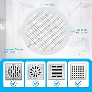 50 Pack Disposable Shower Drain Hair Catcher Mesh Stickers, FlyCoco Screen for Shower Drain Hair Trap Anti-Blockage, for Bathroom, Laundry Room, Bathtub, Kitchen, Sink, Drain, 3.5 Inch - Round