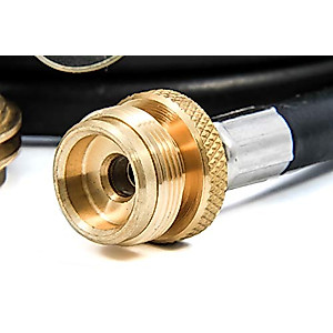 Camco 59103 Propane Brass Tee with 3 Port and 12' Hose,black and gold
