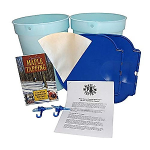 Maple Syrup Tapping Kit - Plastic Bucket, Bucket Lid, and Maple Sap Tapping 5/16" Tree Saver Spile/Spout - (Pack of 2)