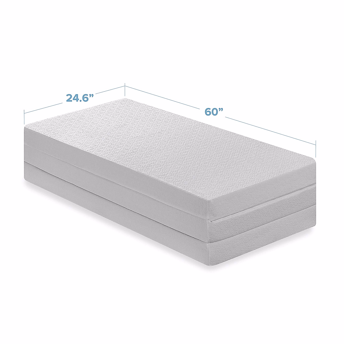 Best Price Mattress 4 Inch Trifold Memory Foam Mattress Topper with Cover, CertiPUR-US Certified, Short Queen