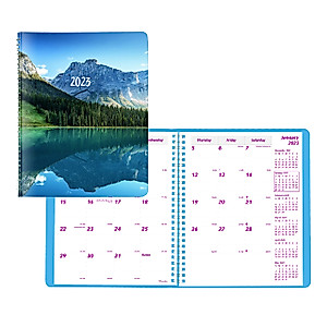 Brownline 2023 Essential Monthly Planner, 14 Months, December 2022 to January 2024, Twin-Wire Binding, 8.875" x 7.125", Mountain Blue (CB1200G.04-23)