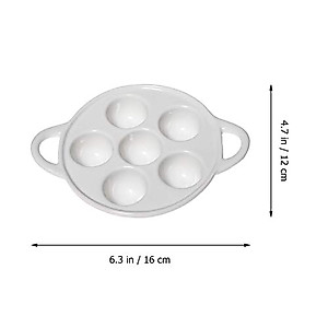 FRCOLOR White Ceramic Escargot Plates, 6 Holes Scargot Cooking Dish Mushroom Escargot Plate Dishes for Cooking Baking Escargot Baking Dish