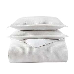 Eddie Bauer - King Duvet Cover Set, Reversible Bedding with Matching Shams, Stylish Home Decor with Button Closure (Alpine Waffle Ivory, King) (OBS)