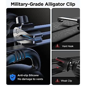 Anwas Magnetic Phone Holder for Car, [Bionic Alligator Clip] Universal Strong Car Vent Phone Mount, [6 Strong N52 Magnets] Cell Phone Holder Compatible with iPhone Samsung LG Google Pixel, etc