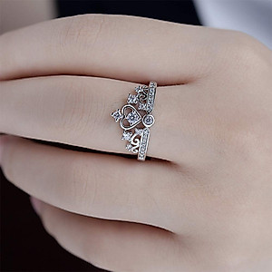 White Gold Plated Simple Princess Crown with Cubic Zircon Crystal Wedding Engagement Ring Fashion Jewelry (6)