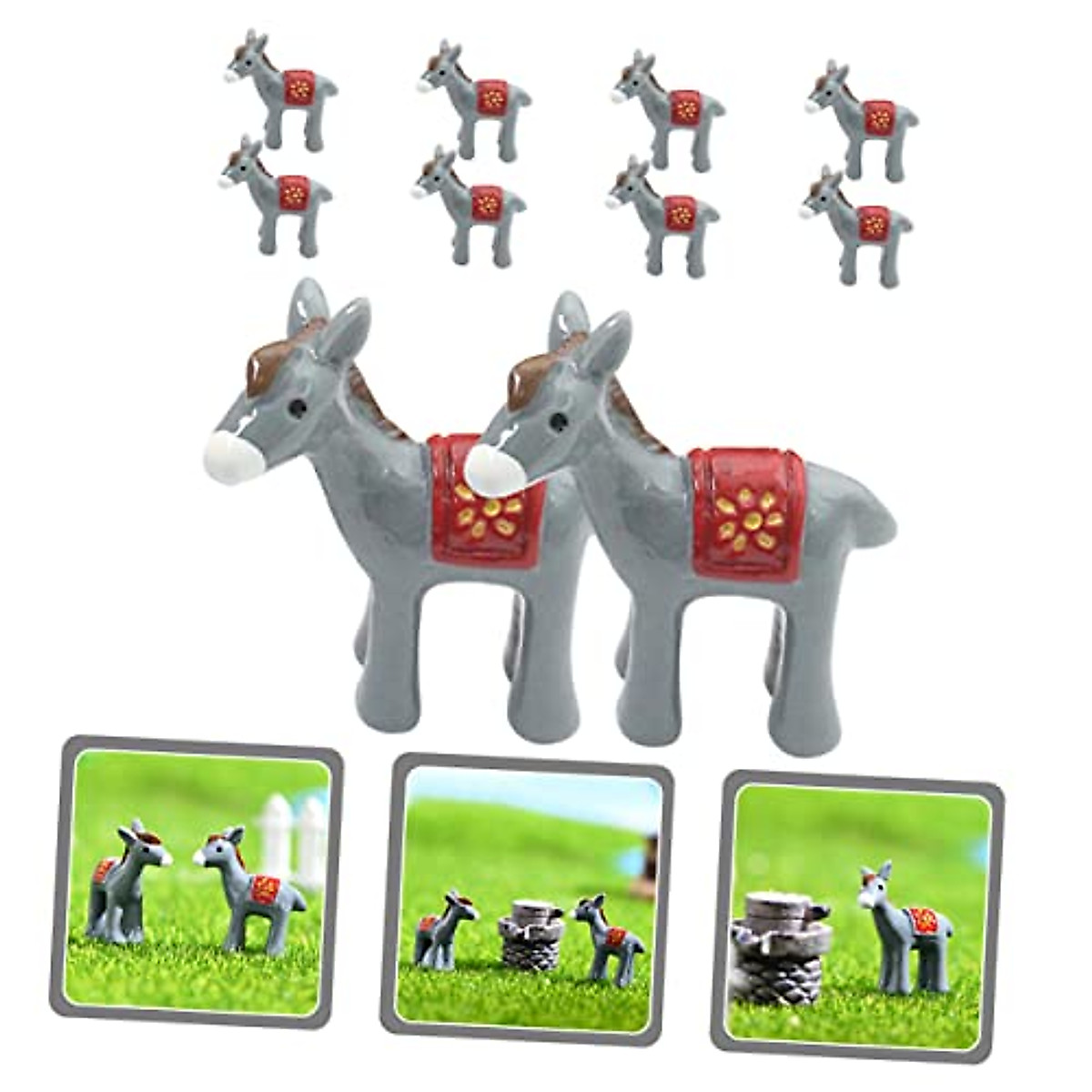 YARNOW 50 Pcs Micro Landscape Little Donkey Miniature Animals Figurines Mini Fairy Figurines Fairy Gardens Ornaments Figure Statue Animals Toys Micro Donkey Ornaments Resin Cute Flowerpot