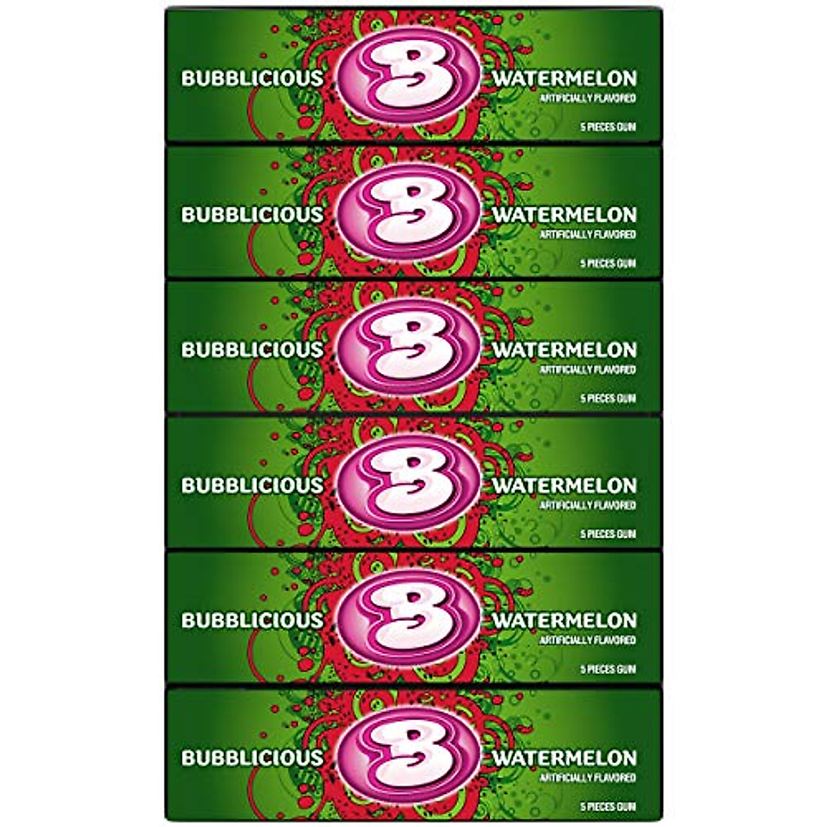 Bubblicious Watermelon Gum, 18 Packs of 5 Pieces (90 Total Pieces)