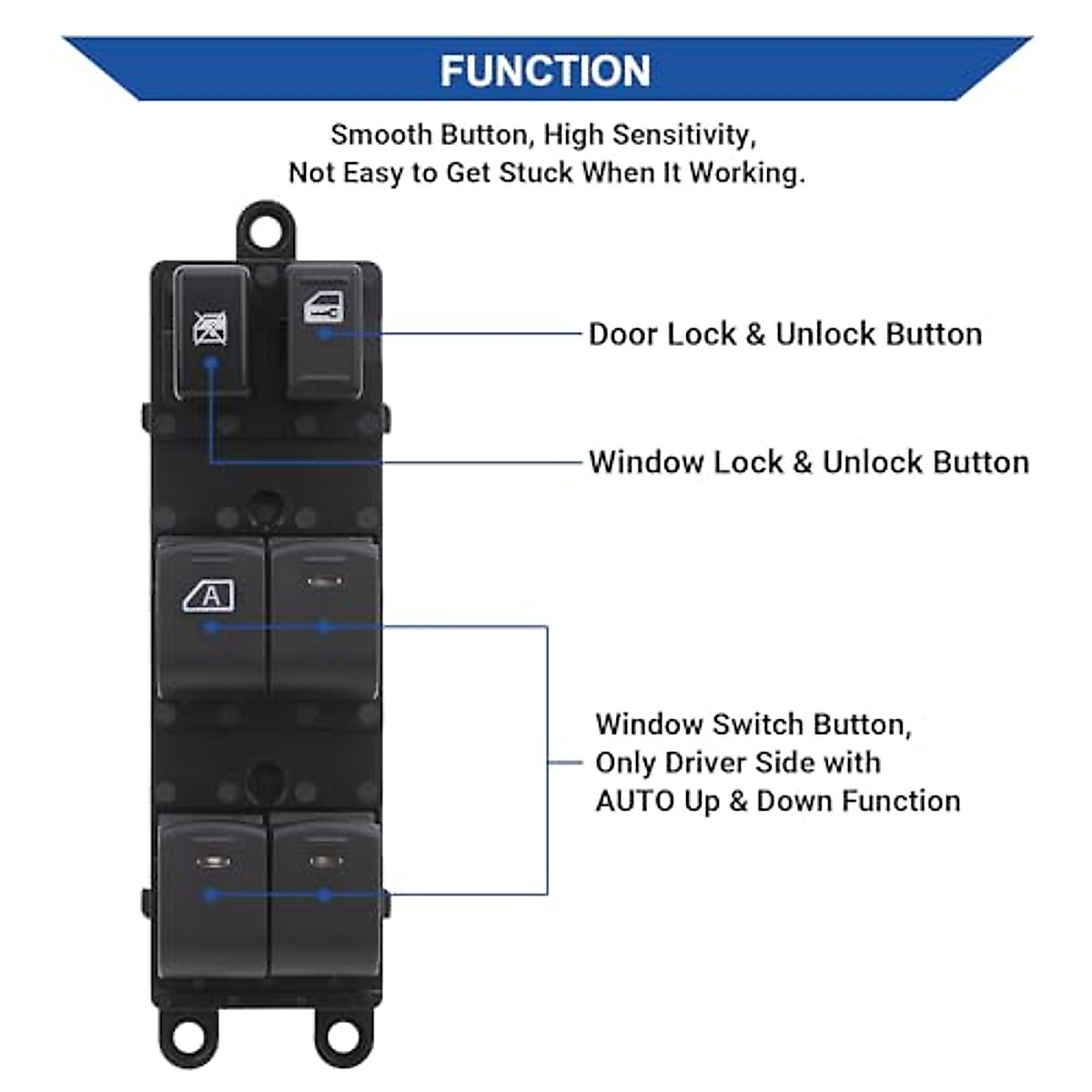 Obaee Power Master Window Switch 25401-ZJ60A Driver Side Compatible with Nissan Sentra 2007-2012, Nissan Pathfinder 2005-2008, Replaces OE 25401-ZP40B 25401ZP40B 25401-9W100