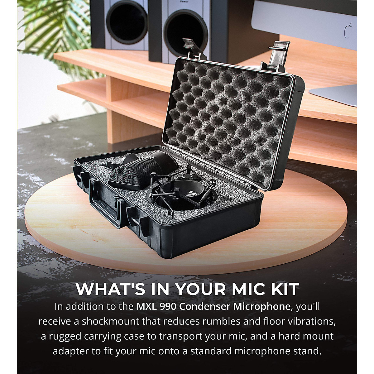 MXL 990 Condenser Microphone for Podcasting, Singing, Home Studio Recording, Gaming & Streaming | Detailed Sound | XLR | Large Diaphragm (Blackout)