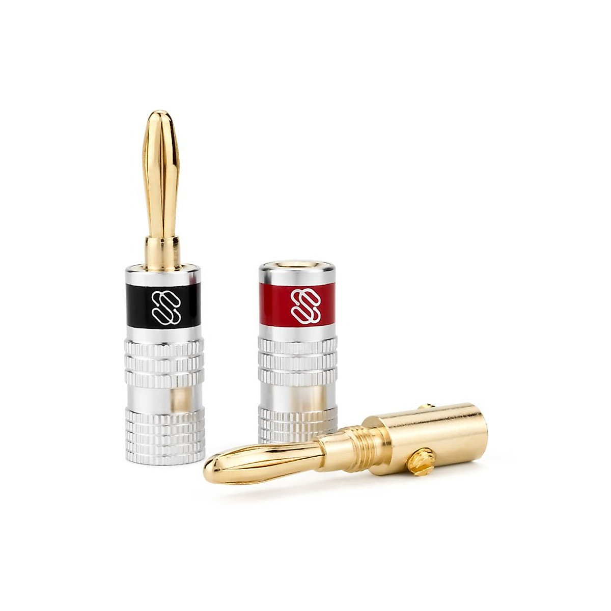 Sewell Silverback Banana Plugs, 24k Gold Dual Screw Lock Speaker Connector, 12 Pairs