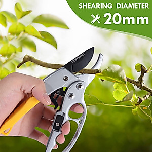 MUSTKING garden clippers, work 3 times easier, ratchet pruning shears,for trimming rose, floral, tree, live plants, arthritis weak hand snips