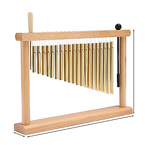 20-Note Chime Bar Table Top Wind Chime Music Percussion Instrument with Mallet, Golden