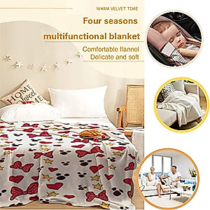 Cute Throw Blanket Soft Warm White Throw Blanket Cartoon Anime Blanket for Living Room Bedroom Dorm 60"x50"