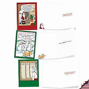 NobleWorks 10 Assorted Box Set Funny Christmas Mixed Occasions Greeting Cards w/5 x 7 Inch Envelopes (10 Designs, 1 Each) A Coverly Christmas A5554XXG-B1x10