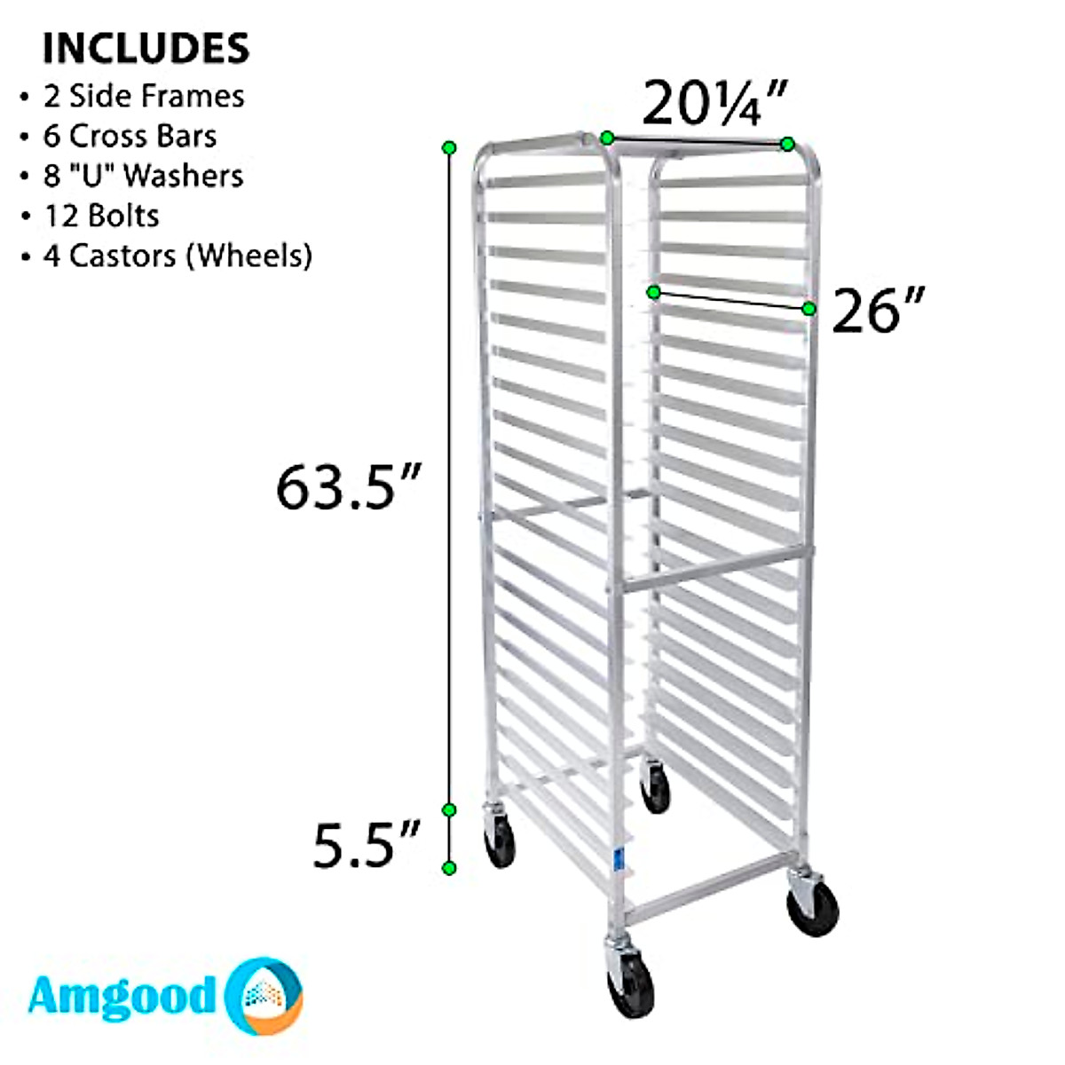 AmGood Commercial Kitchen Pan Rack - Heavy Duty, Bun Pan Sheet Rack, NSF Certified with Wheels (20 Tier Pan Rack)