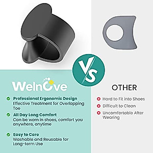Welnove Pinky Toe Separator, 12 Pcs Black Gel Toe Spacers Bunion Corrector for Feet Women and Man, Little Toe Cushions for Curled Overlapping