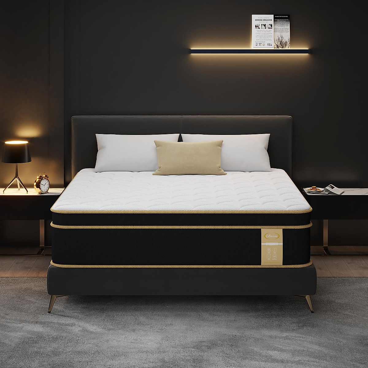 LETMOON King Size Foam and Spring Hybrid Mattresses, 12 Inch Medium Firm Mattress in a Box with Individual Pocket Coils, Edge Supportive, CertiPUR-US Certified, White