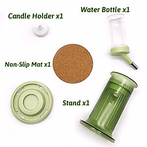 Hamiledyi Hamster Water Bottle with Lights Stand No Drip Small Animal Water Dispenser Pet Drinker Stand for Guinea Pig Mouse Gerbil Squirrel Small Animal Habitat Decoration (Green)