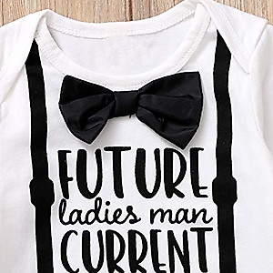 BIRTHDAY SHARK Baby Boy Valentine's Day Outfit Boy First Valentine's Day Clothes Infant Heart Breaker Outfit (White,3-6 Months)