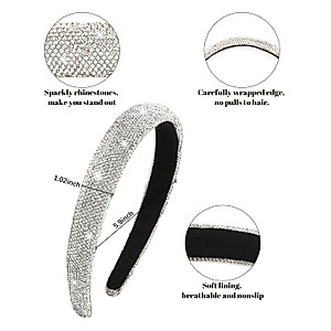 Wecoe 3pcs Purple Pink Silver Rhinestone Headbands Women Girls Sparkly Bling Diamond Headband Fashion Comfortable Head Band Non Slip Birthday Wedding Formal Hair Accessories For Women Girls Gifts